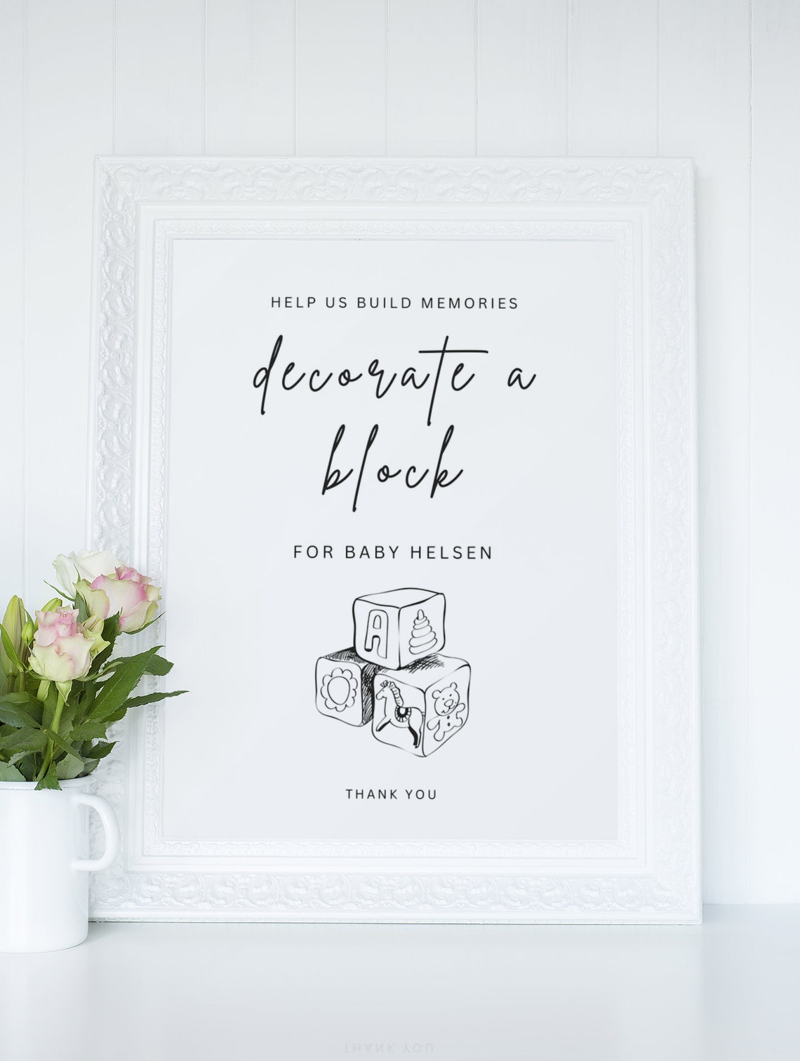 Decorate A Block for Baby Sign Decorate A Baby Block Table Sign ...