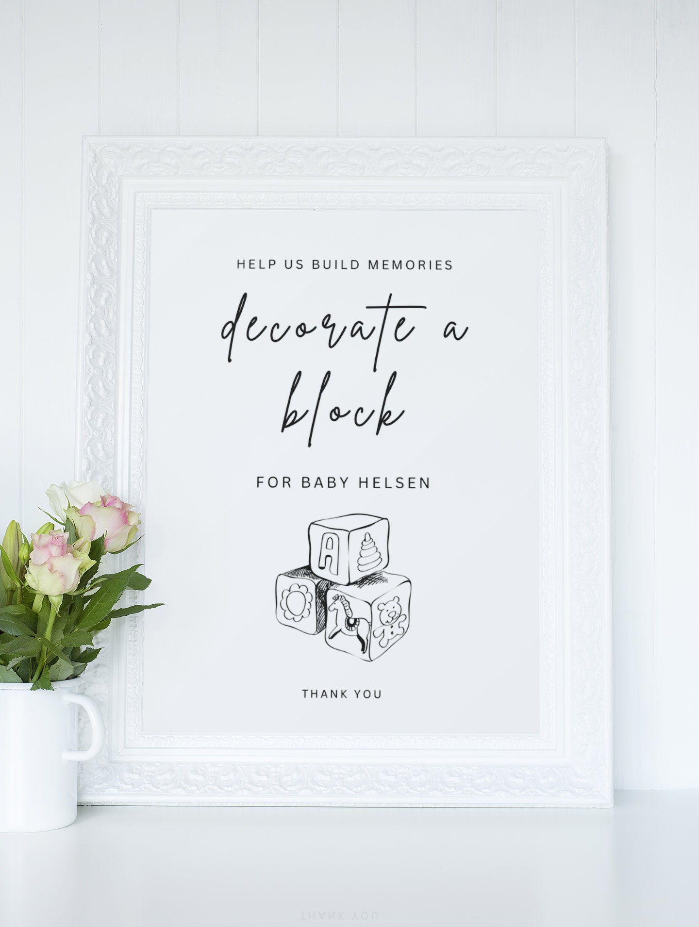 Decorate A Block for Baby Sign | Decorate A Baby Block Table Sign ...