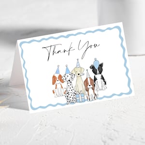 Dog Theme Birthday Thank You Card | Editable Puppy Pawty Thank You ...