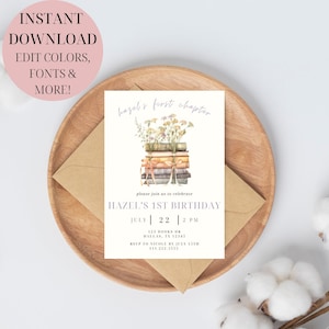 Storybook Birthday Invitation | Editable First Chapter Birthday Invite ...