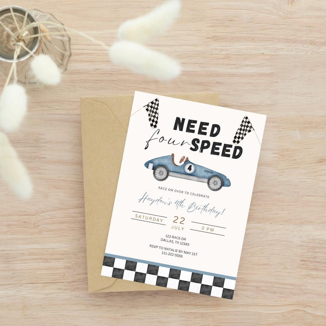 Need Four Speed Editable Birthday Invitation Need 4 Speed Invite Race ...