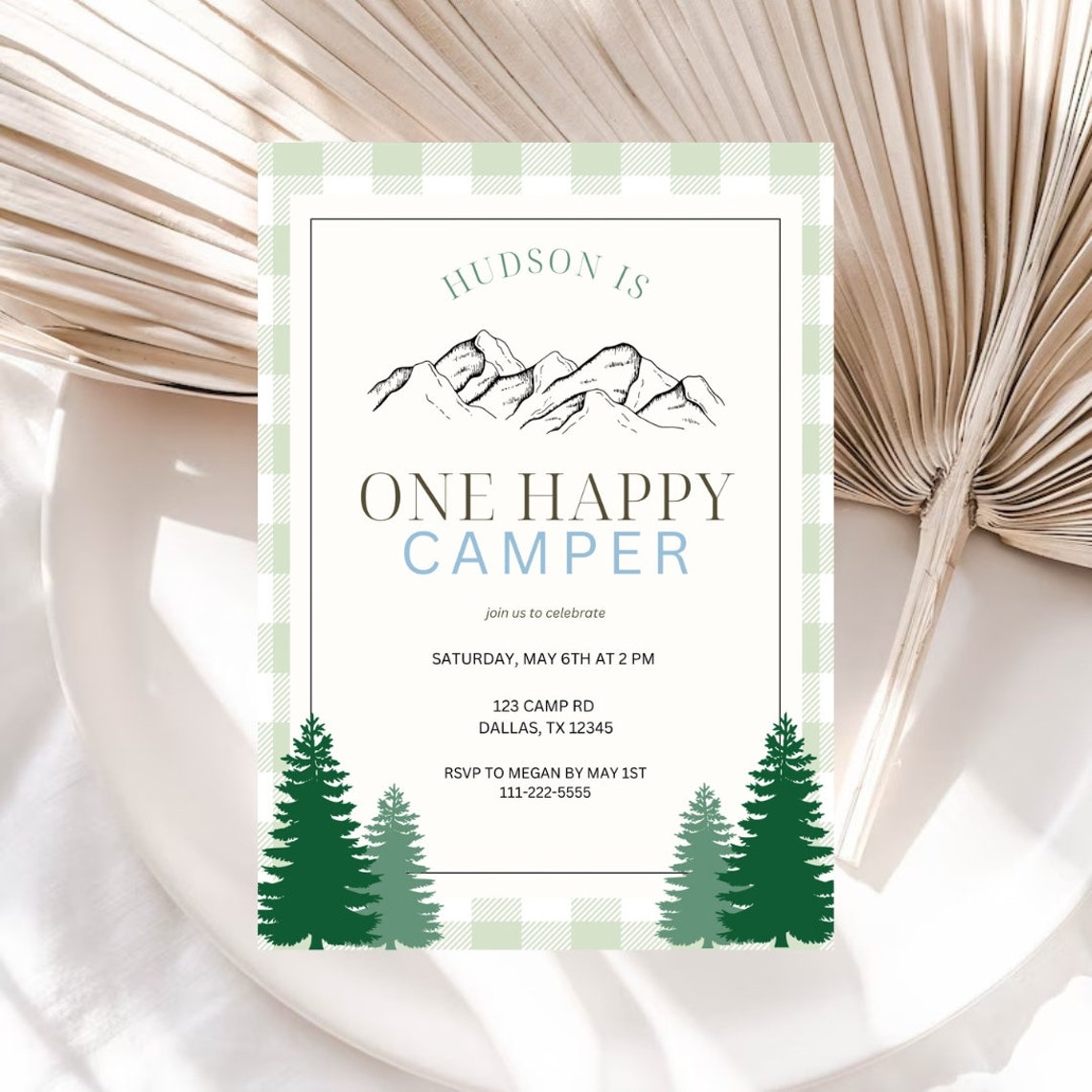 One Happy Camper Birthday Invitation Camping Birthday Invitation Instant Download Camping Themed ...