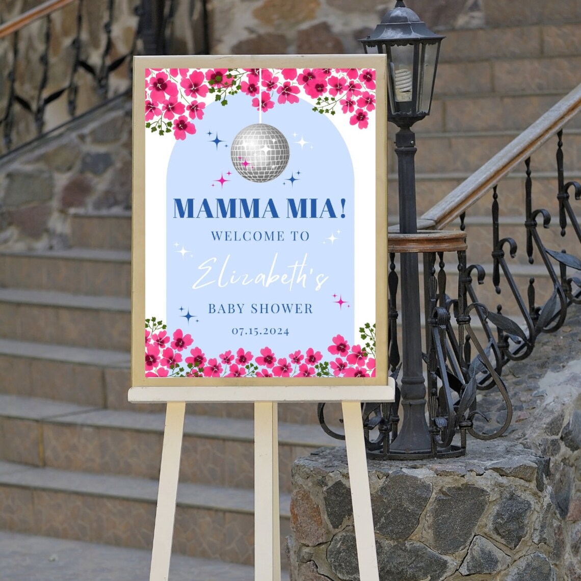 Editable Mamma Mia Baby Shower Welcome Sign Mamma Mia Disco Greek Baby ...