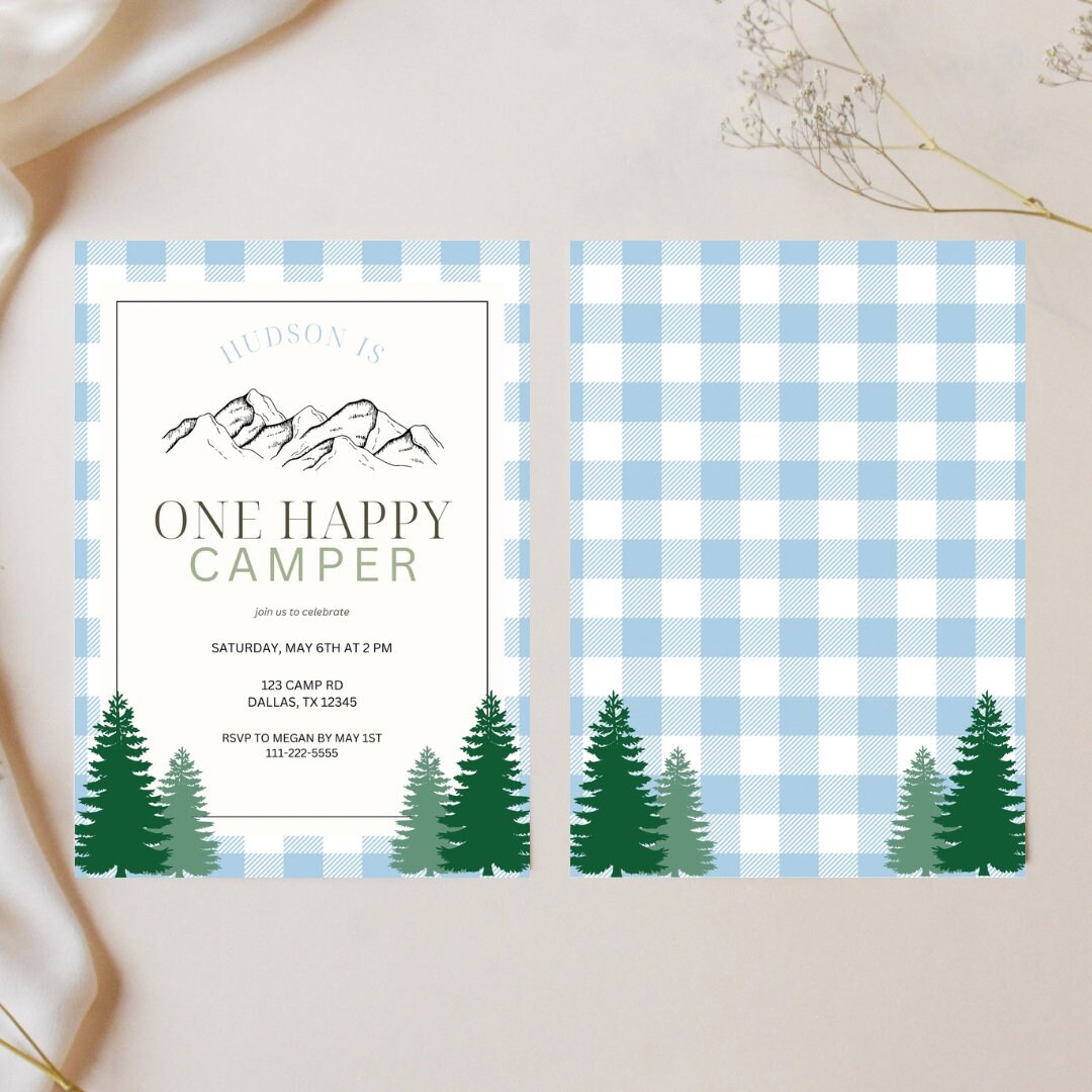 One Happy Camper Birthday Invitation Camping Birthday Invitation Instant Download Camping Themed ...