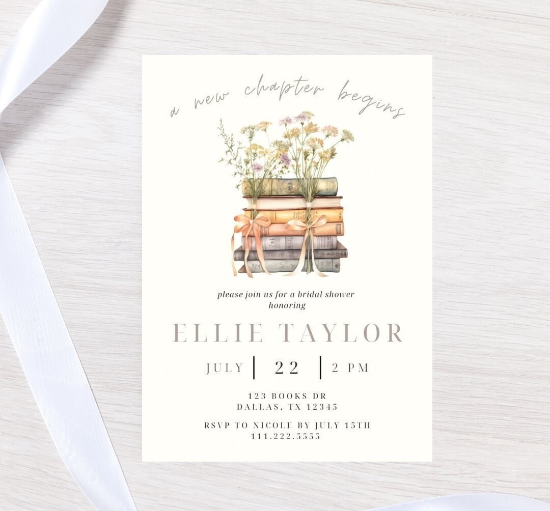 Book Themed Bridal Shower Invitation | A New Chapter Begins | Storybook ...