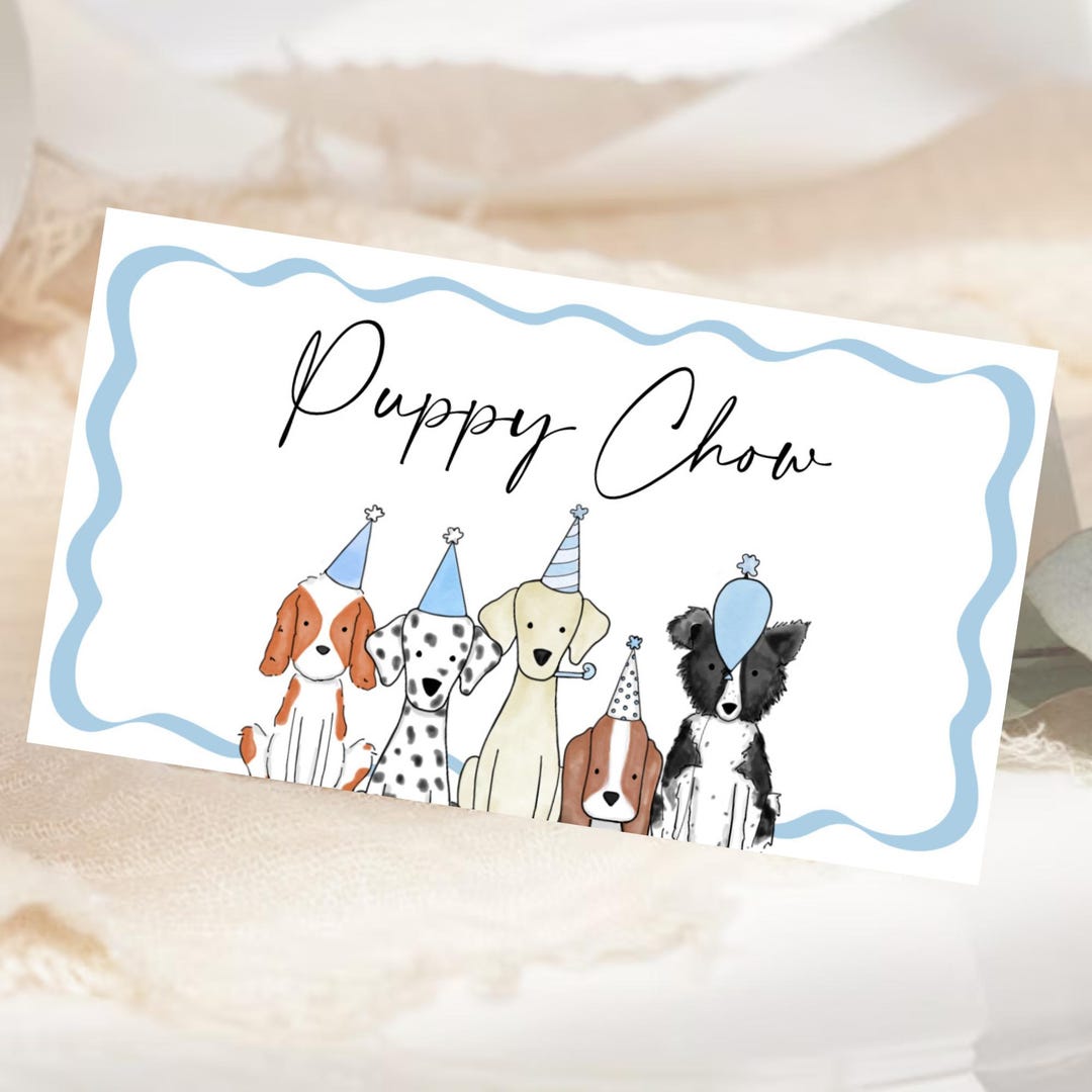 Puppy Pawty Food Tent Label | Editable Dog Theme Party Food Tent Labels ...