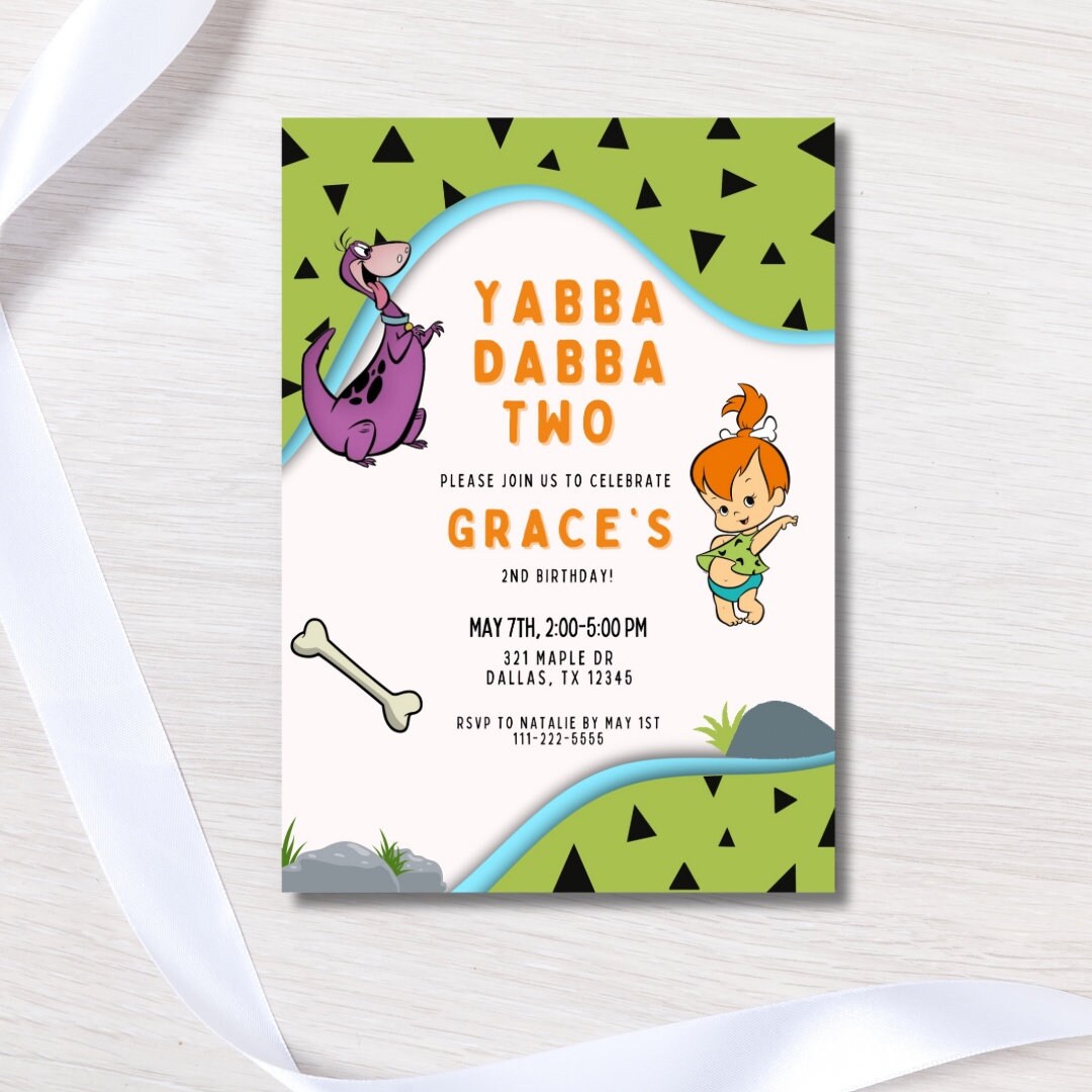 Yabba Dabba Two Birthday Invitation Template Digital Download ...