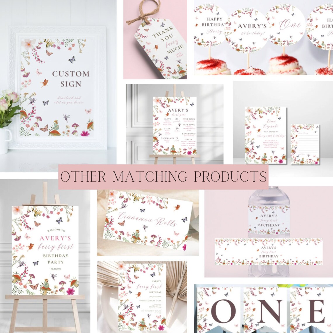 Fairy First Birthday One Banner Flags | Fairy Party Banner Flags ...