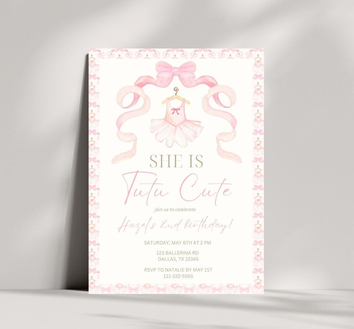 She is Tutu Cute Editable Invitation | Someone is Turning Tutu Template ...