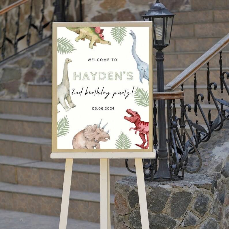 Editable Two Rex Welcome Sign | Dinosaur Birthday Welcome Sign | T-rex ...