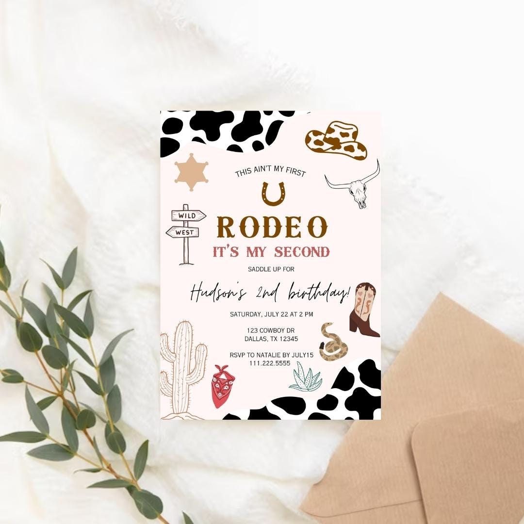Second Rodeo Birthday Invitation | This Ain’t My First Rodeo Template ...