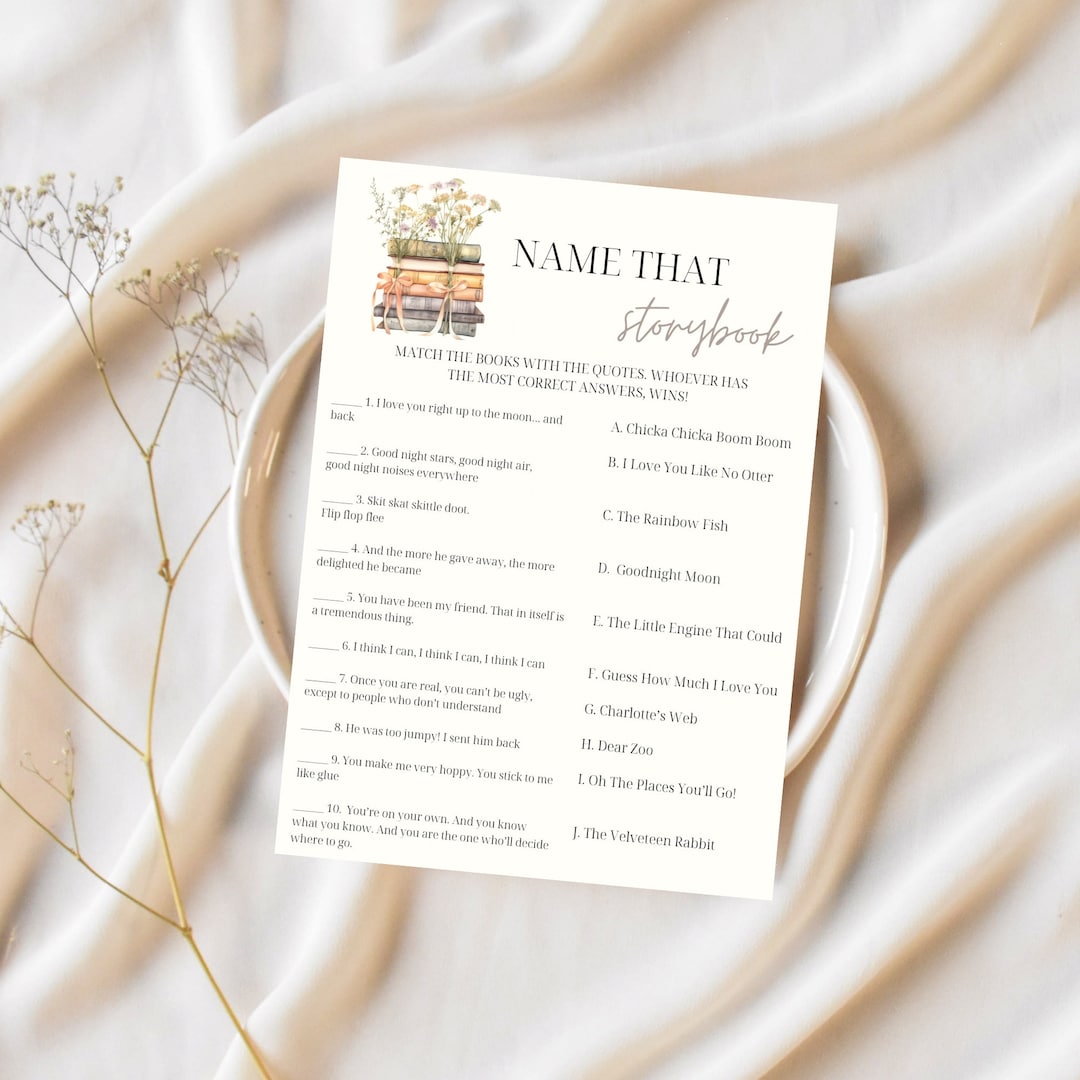 Name That Storybook Baby Shower Game Editable Template | Book Themed ...