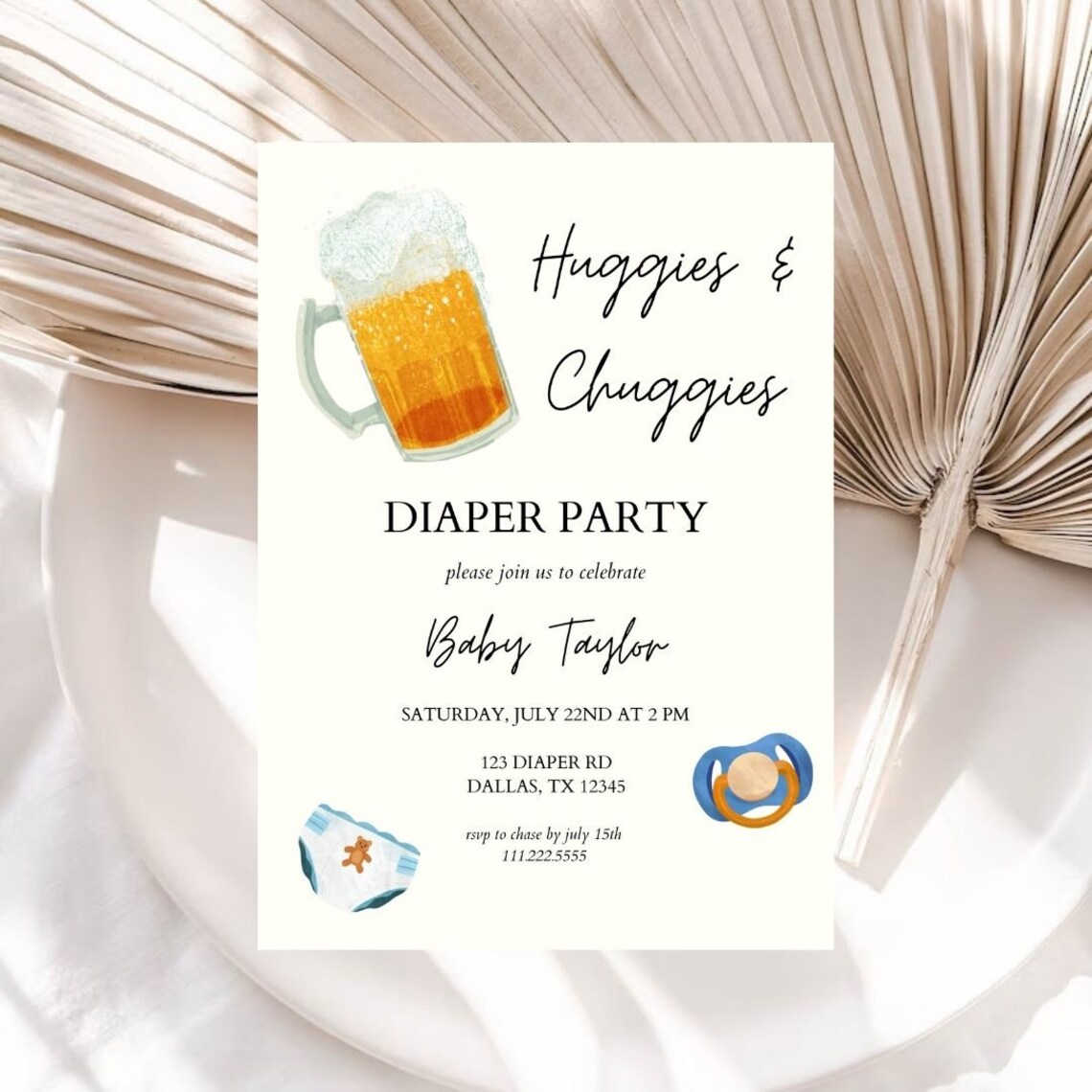Huggies and Chuggies Diaper Party Editable Invitation | A Baby is ...