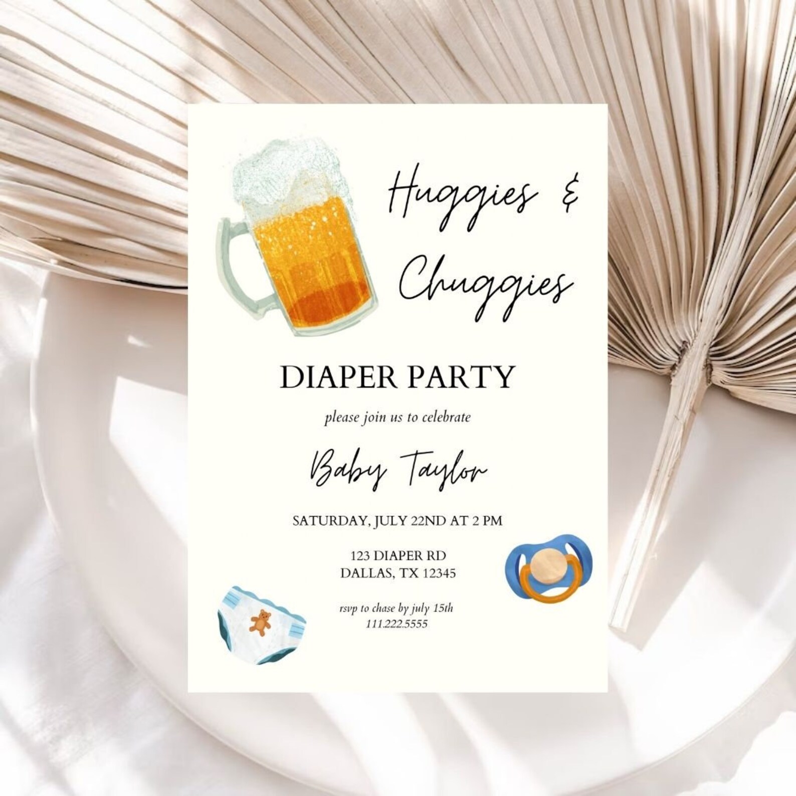 Huggies and Chuggies Diaper Party Editable Invitation | A Baby is ...