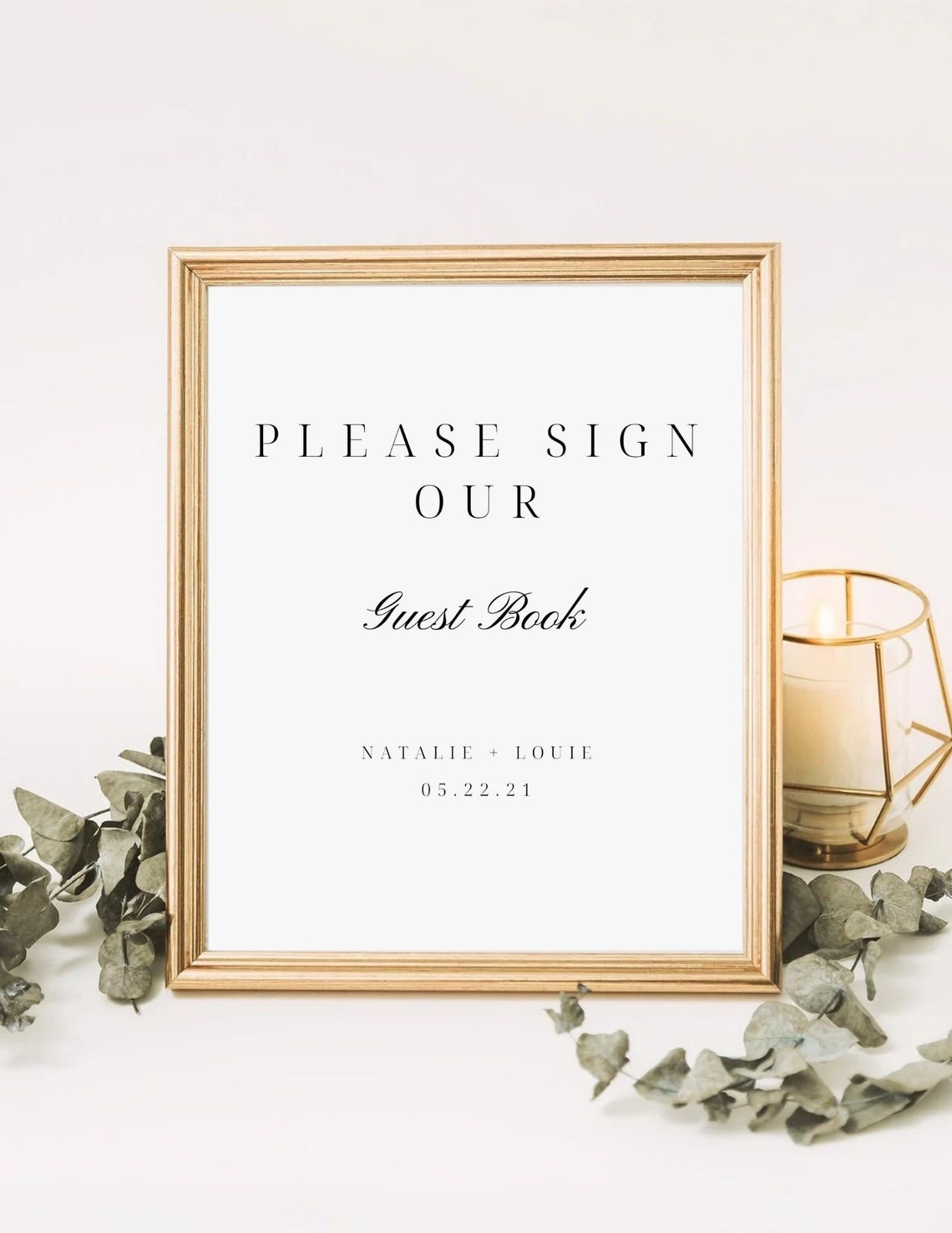 Printable Guest Book Sign Template, Modern Guestbook Sign, Elegant ...