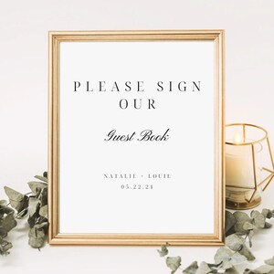 Printable Guest Book Sign Template, Modern Guestbook Sign, Elegant ...