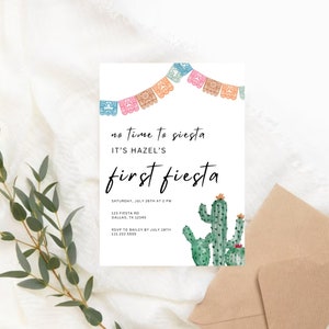 First Fiesta Birthday Invitation | Editable Fiesta Birthday Invitation ...