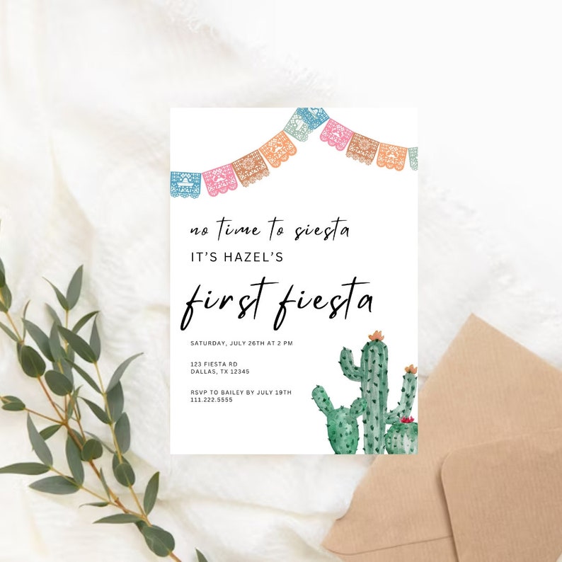 First Fiesta Birthday Invitation Editable Fiesta Birthday Invitation ...
