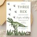 Three-rex Invitation, Editable Dinosaur Birthday Invite, Three Rex ...