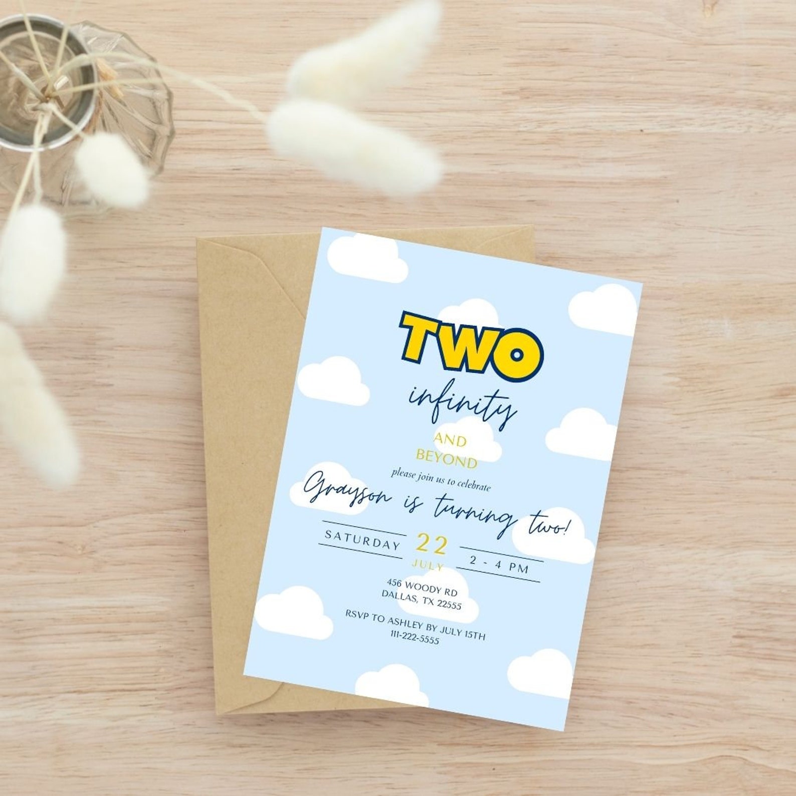 Two Infinity and Beyond Birthday Invitation Toy 2nd Birthday Invitation ...