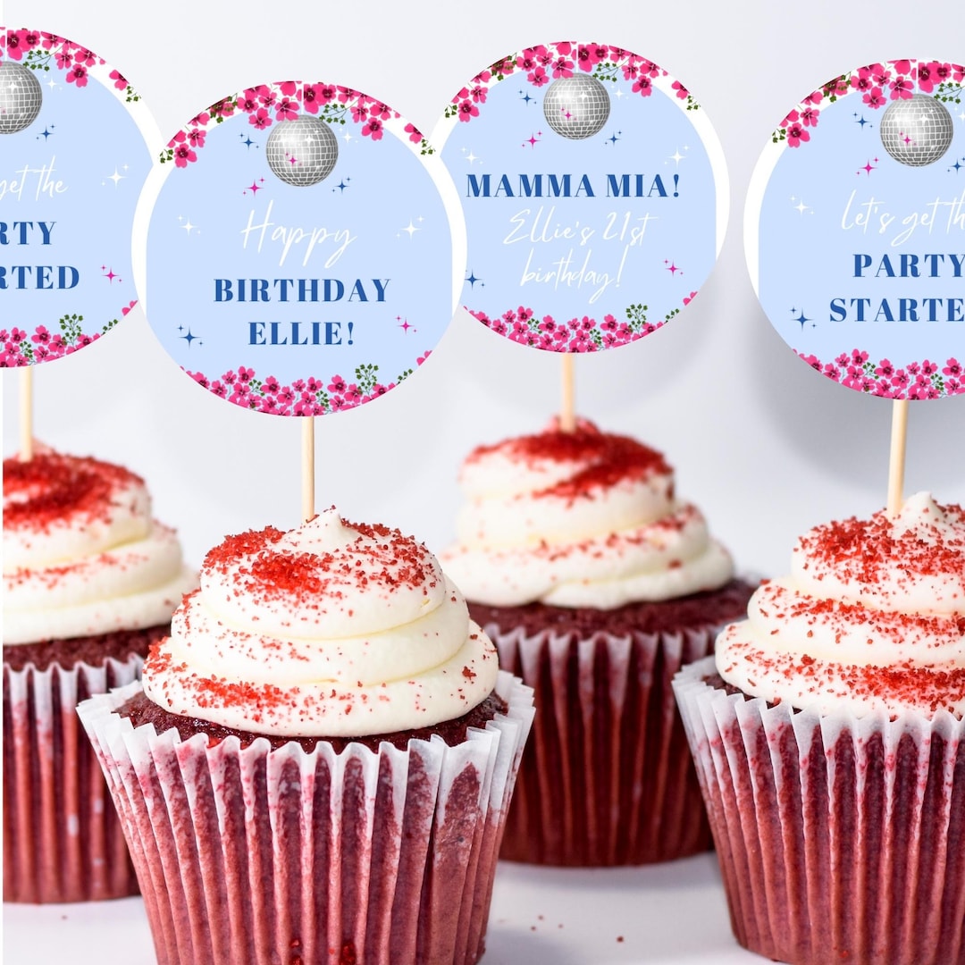 Editable Mamma Mia Party Cupcake Toppers | Mamma Mia Disco Birthday Cupcake Toppers | Printable ...