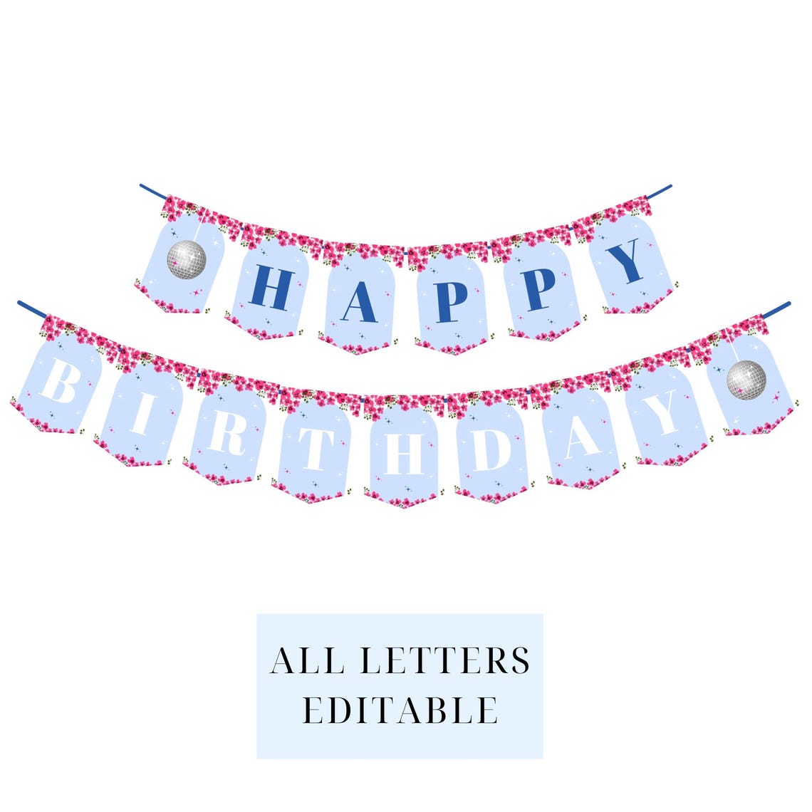 Editable Mamma Mia Birthday Banner Flags Mamma Mia Disco Party Banner ...
