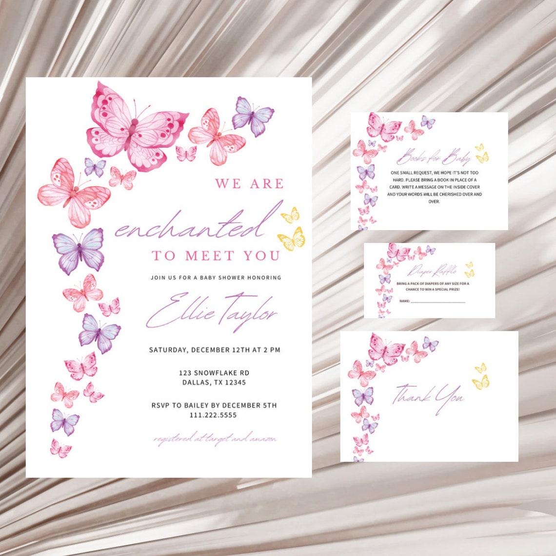 We’re Enchanted to Meet You Baby Shower Invitation Bundle | Editable ...
