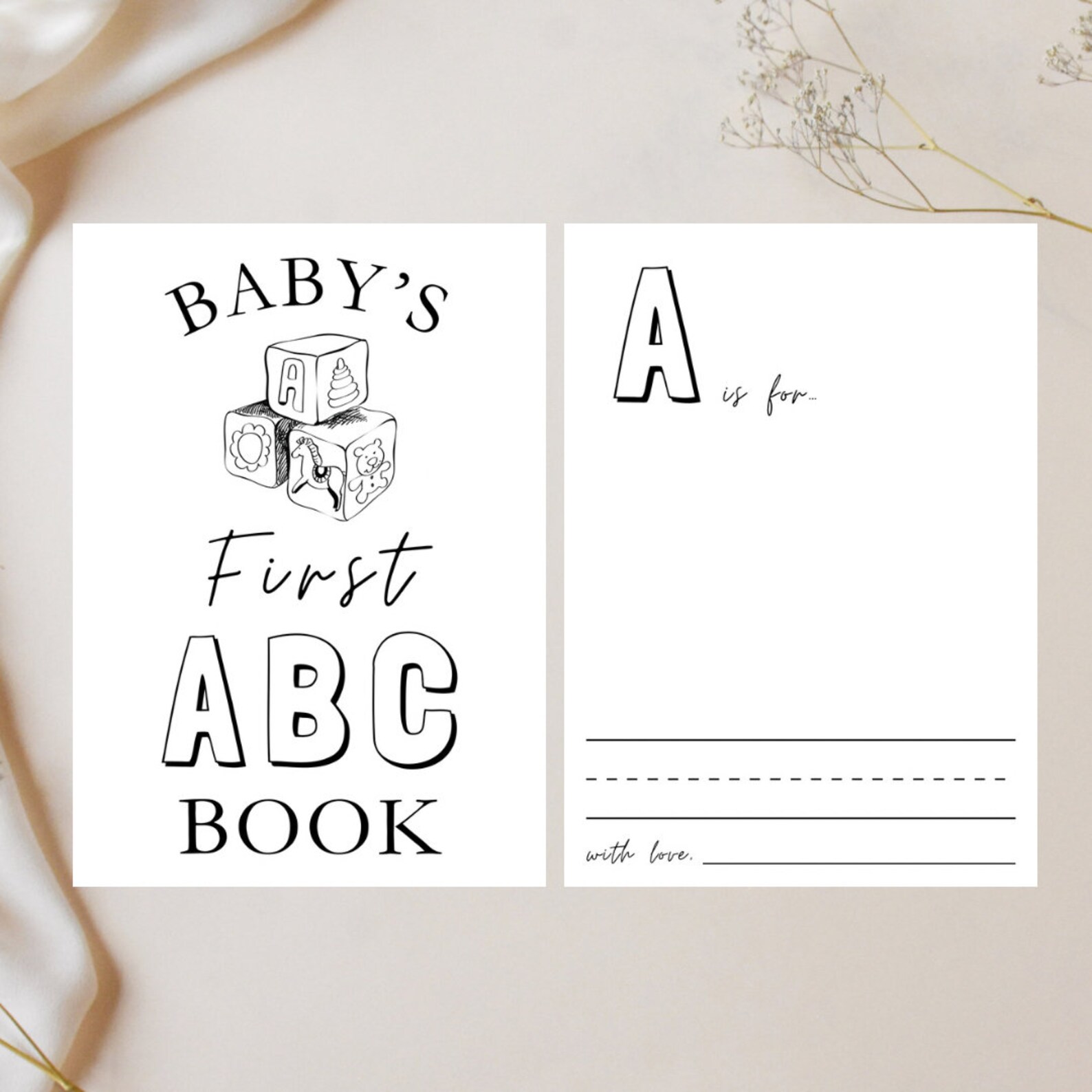 Blank Baby’s First ABC Coloring Book and Sign | Baby Shower ABC Book ...