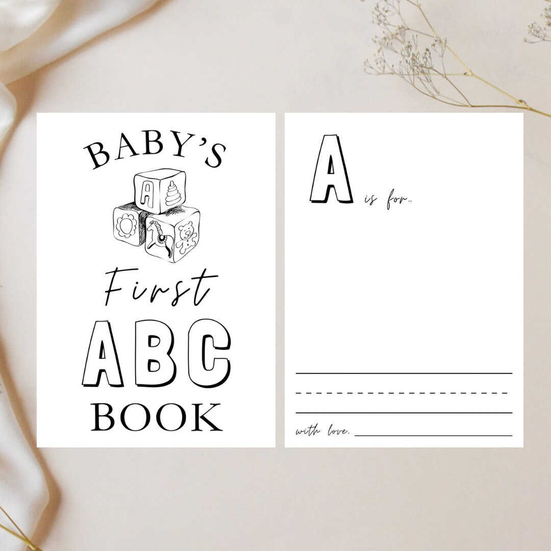 Blank Baby’s First ABC Coloring Book and Sign | Baby Shower ABC Book ...