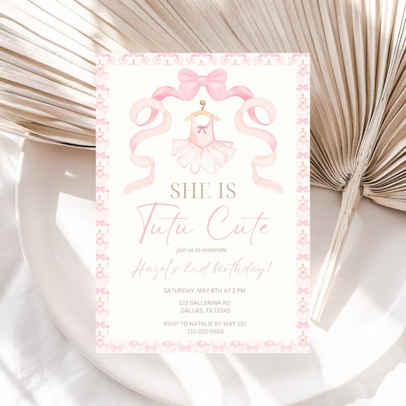 She is Tutu Cute Editable Invitation Someone is Turning Tutu Template ...