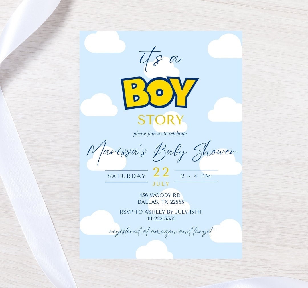 It’s A Boy Story Invite | Boy Story Baby Shower Digital Download ...