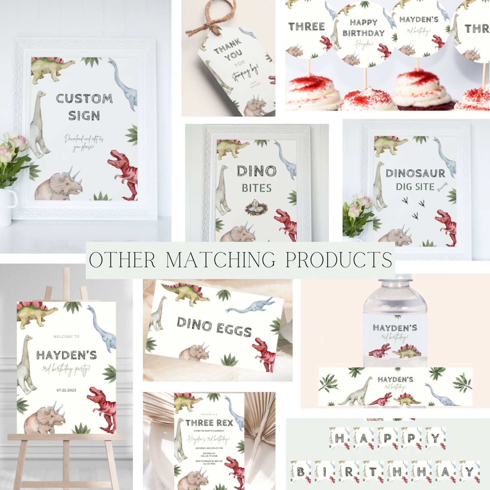 Editable Dinosaur Dig Site Sign Dinosaur Birthday Party Decor Three-rex ...