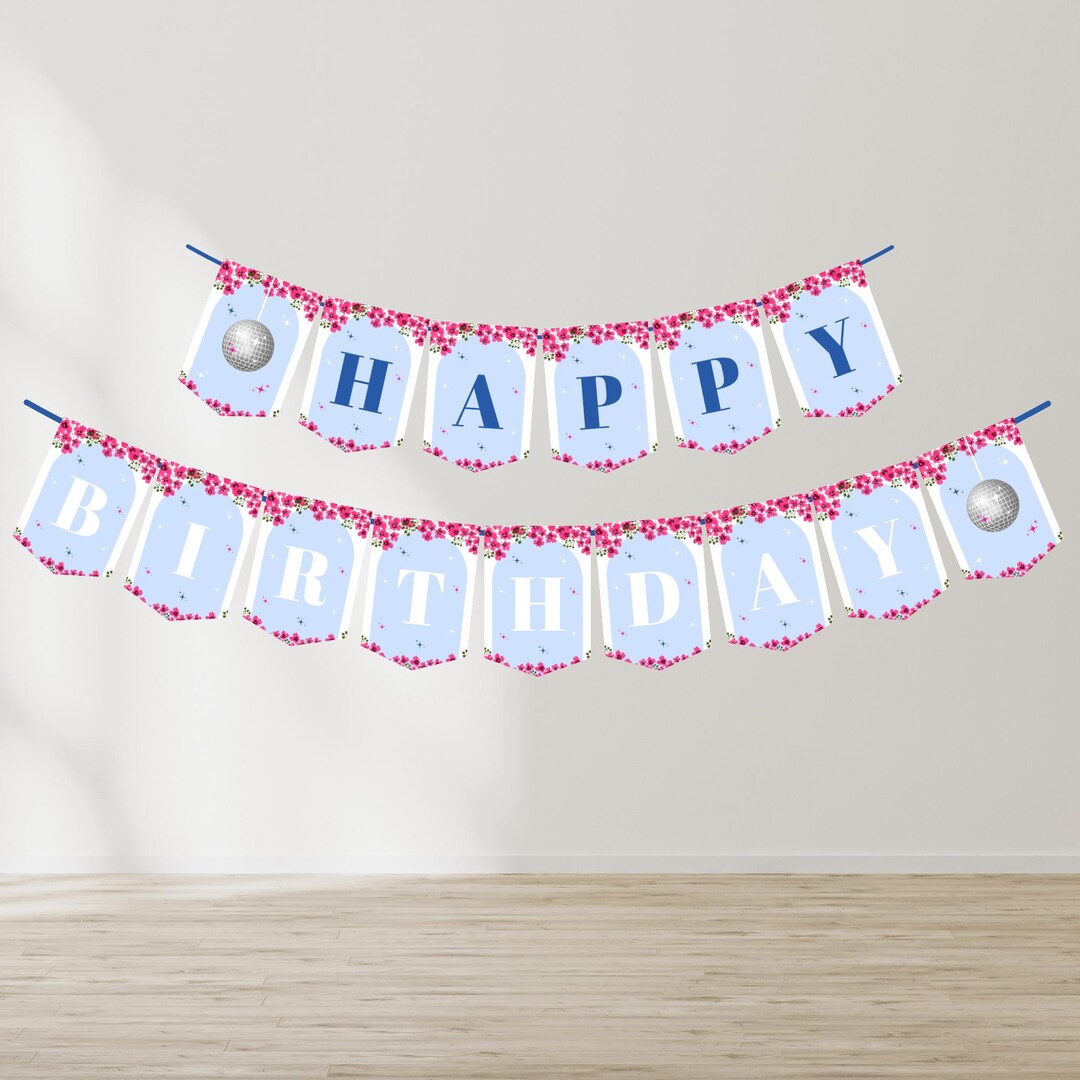Editable Mamma Mia Birthday Banner Flags | Mamma Mia Disco Party Banner ...