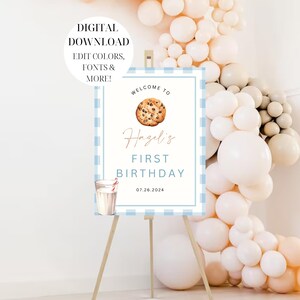 One Sweet Cookie Birthday Welcome Sign | Editable Cookie Theme 1st ...