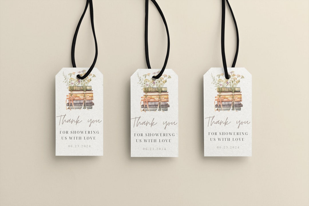 Storybook Baby Shower Printable Favor Tag | Book Stack Favor Tag | A ...
