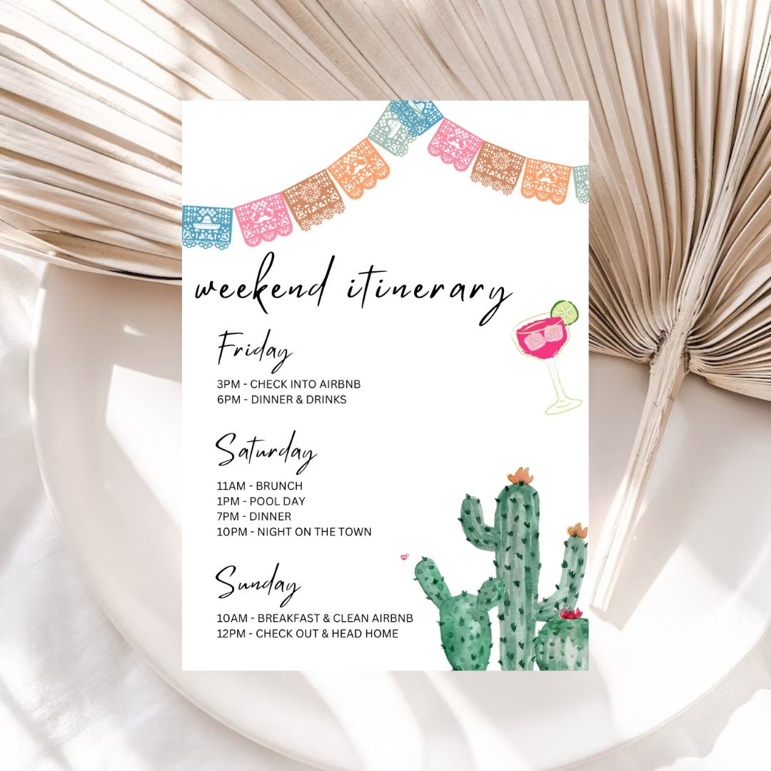 Editable Fiesta Bachelorette Itinerary | Final Fiesta Bachelorette ...