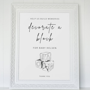 Decorate A Block for Baby Sign | Decorate A Baby Block Table Sign ...