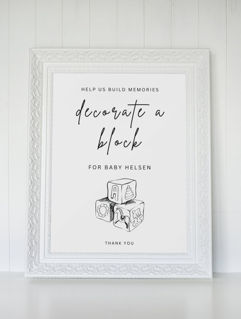 Decorate A Block for Baby Sign | Decorate A Baby Block Table Sign ...