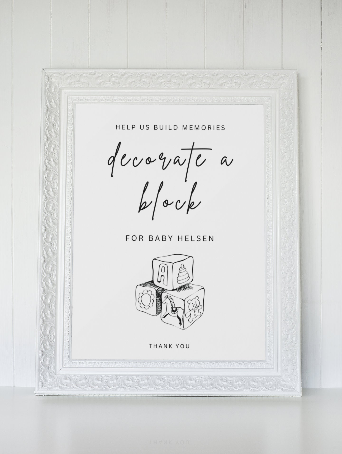 Decorate A Block for Baby Sign | Decorate A Baby Block Table Sign ...