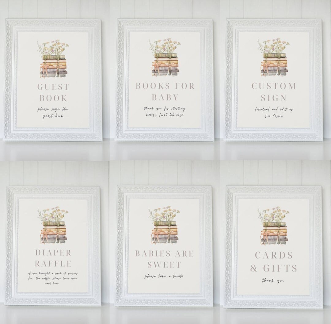 Storybook Baby Shower Custom Signs | Book Themed Baby Shower Editable ...