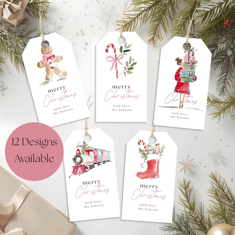 Editable Christmas Gift Tags Template | Watercolor Christmas Gift Tags ...