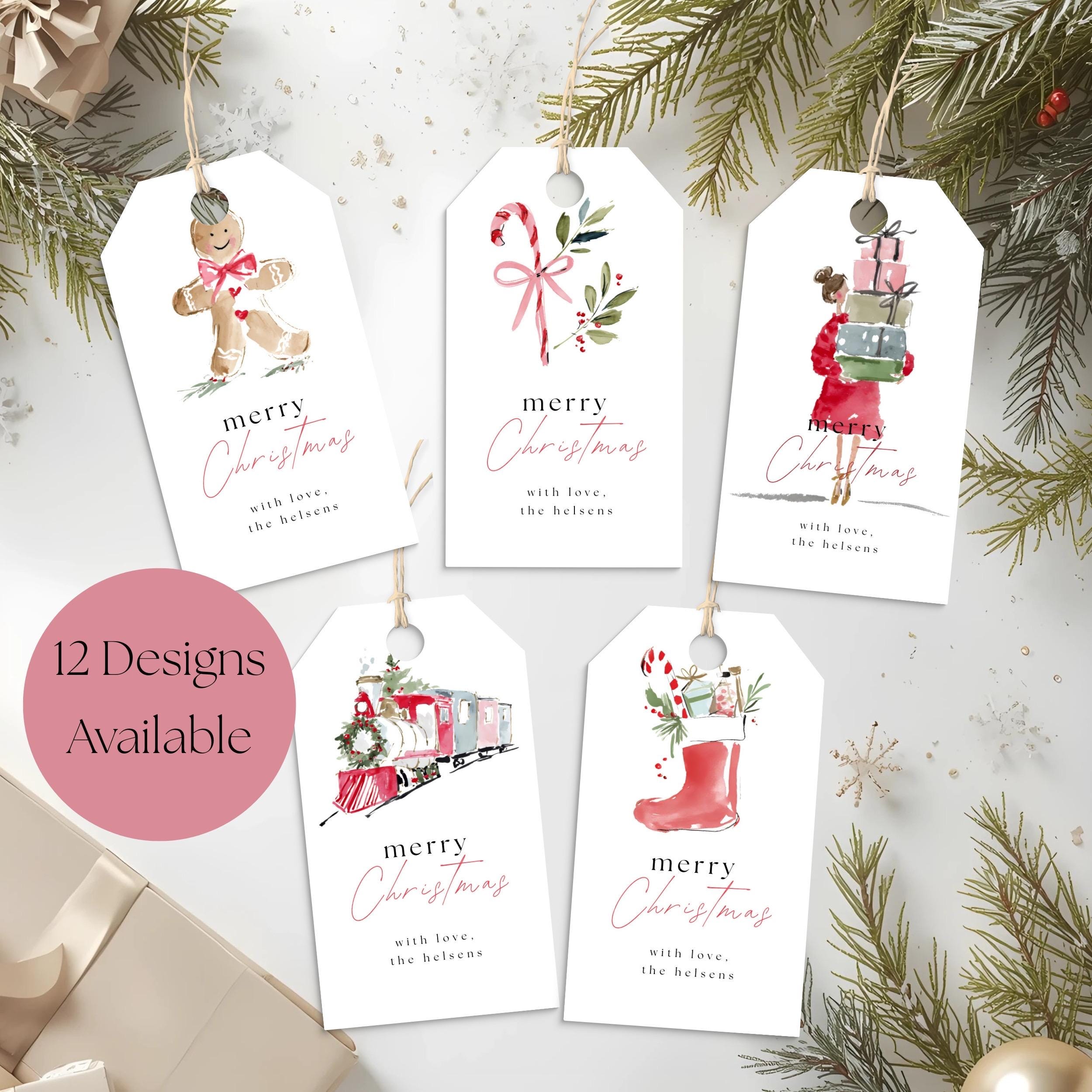 Editable Christmas Gift Tags Template | Watercolor Christmas Gift Tags ...