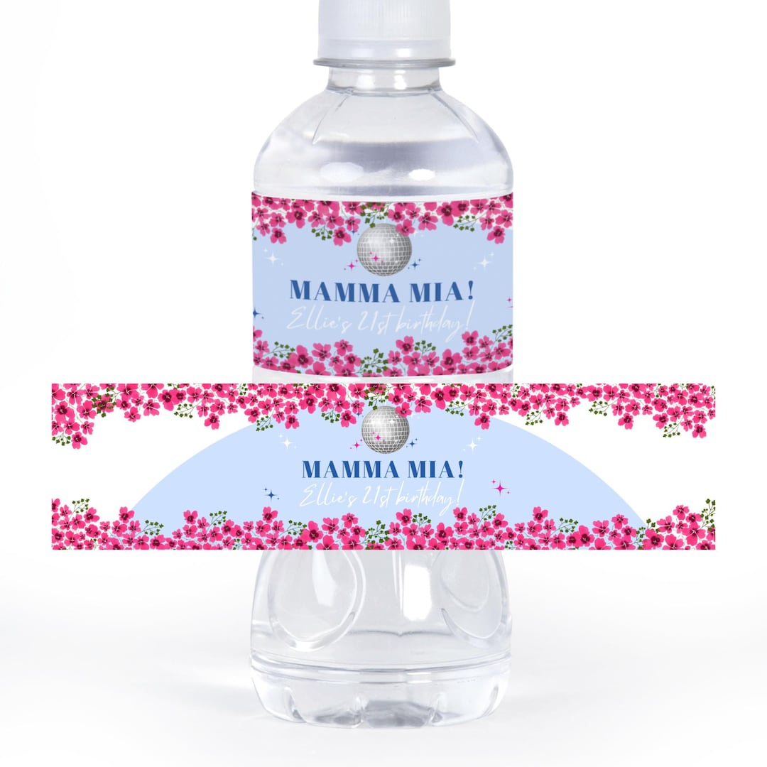Editable Mamma Mia Birthday Water Bottle Label | Printable Mamma Mia ...