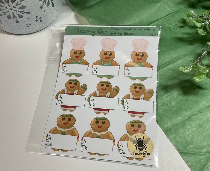Gingerbread Man Sticker Gift Tags Matte Sticker Sheet French - Etsy ...