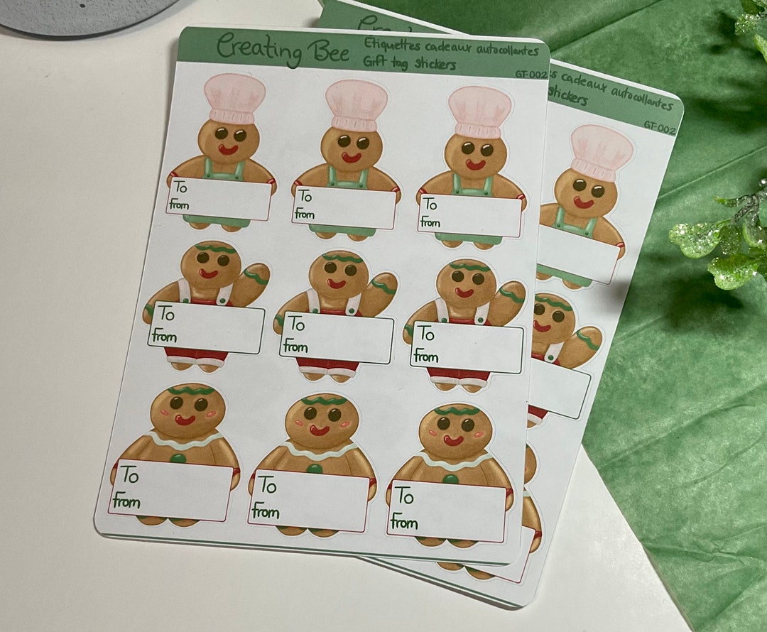Gingerbread Man Sticker Gift Tags Matte Sticker Sheet French - Etsy ...