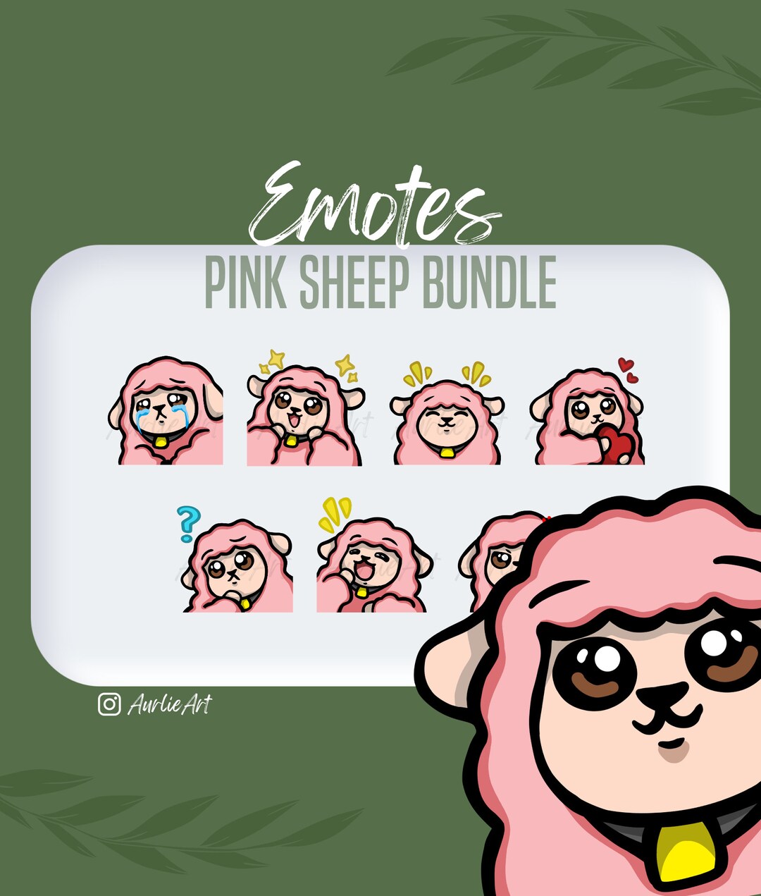 Pink Sheep Emote Bundle | 7 Sheep Emotes | Sheep Emotes for Twitch ...