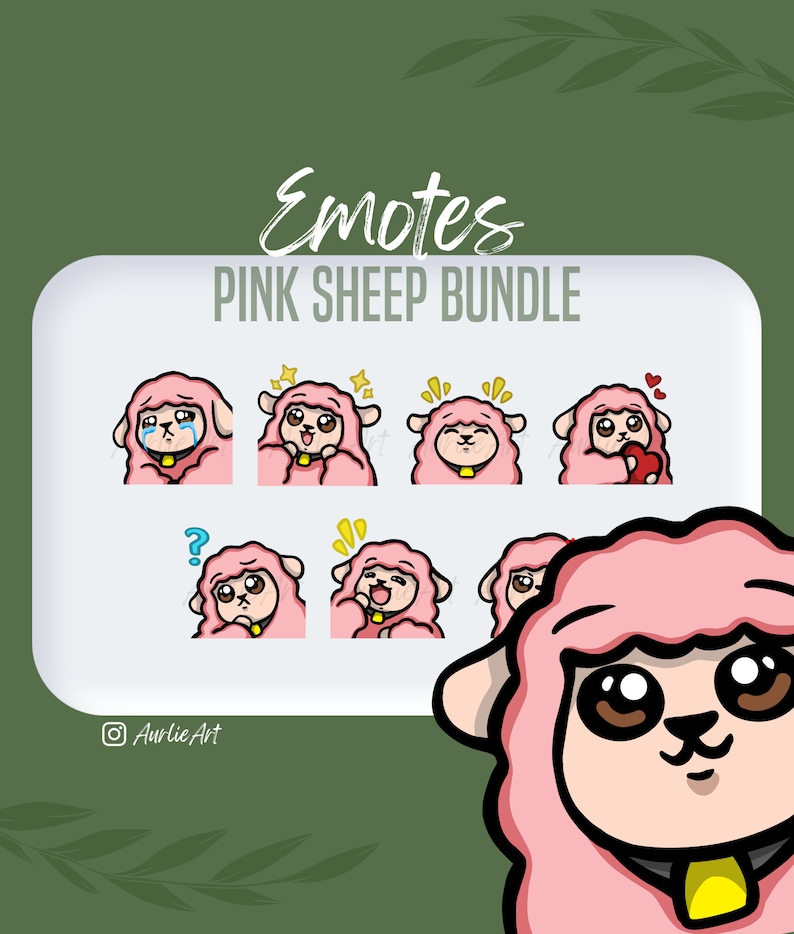 Pink Sheep Emote Bundle | 7 Sheep Emotes | Sheep Emotes for Twitch ...
