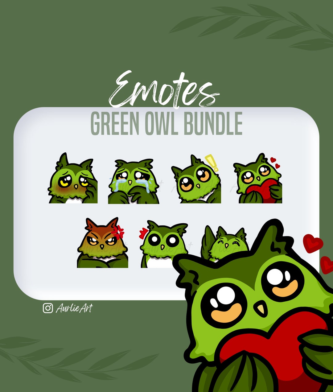 Green Owl Emote Bundle | 7 Owl Emotes | Owl Emotes for Twitch, Youtube ...