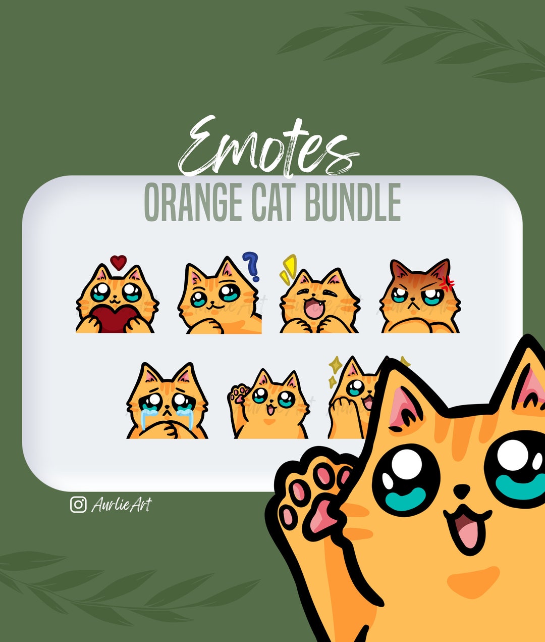 Orange Cat Emotes Bundle | Twitch, Discord, Youtube (digital Download ...
