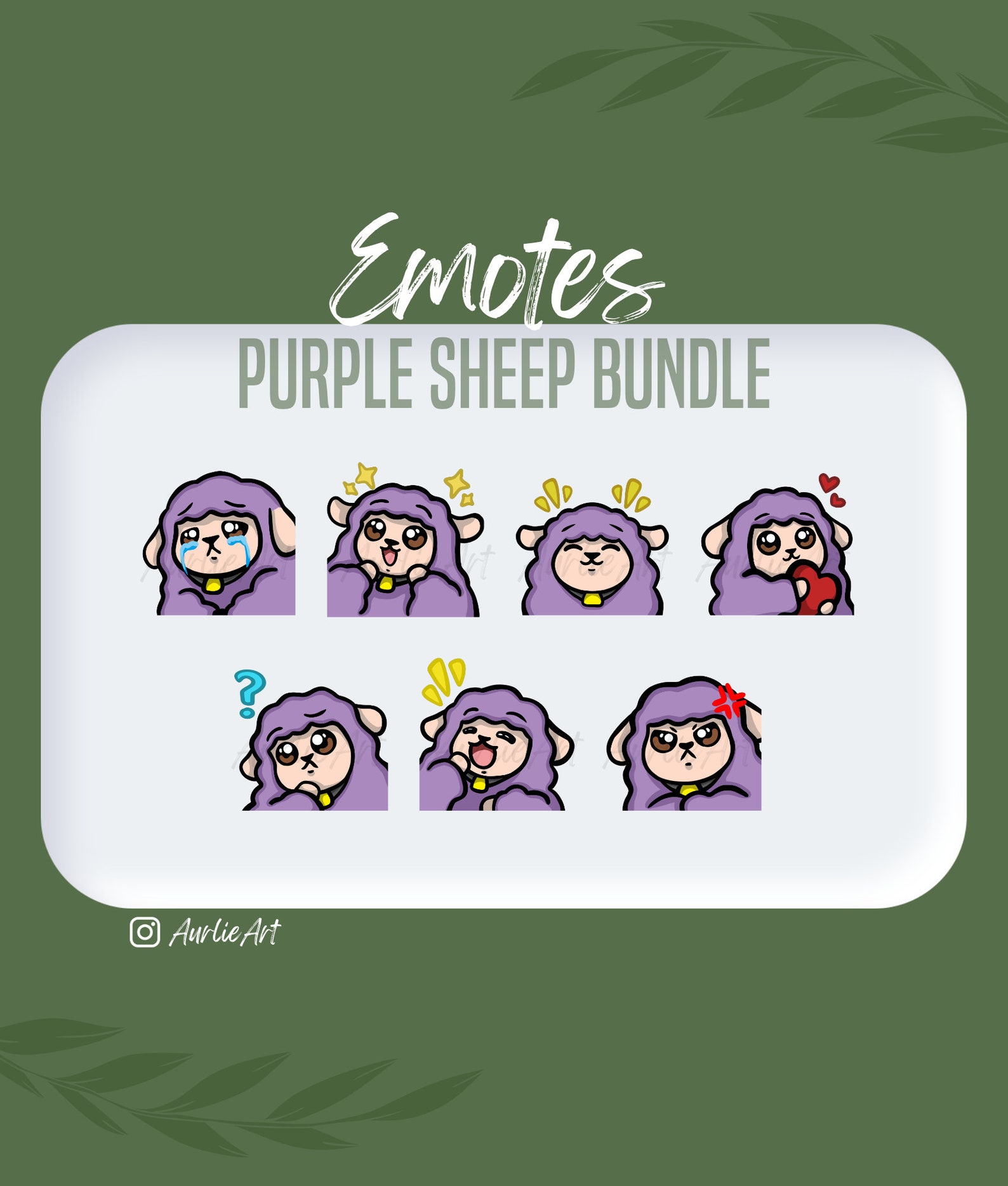 Purple Sheep Emote Bundle | 7 Sheep Emotes | Sheep Emotes for Twitch ...